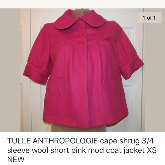 Anthropologie | Jackets & Coats | Tulle Raspberry Pink Retro Bolero ...